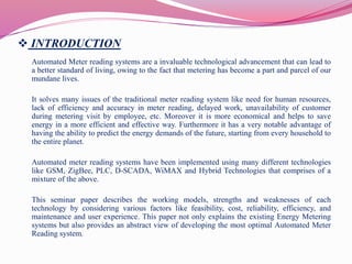 AUTOMATIC ENERGY METER READING SYSTEM FOR BILLING PURPOSE | PPTX