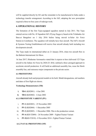 Seminar report on hal tejas(2) | PDF