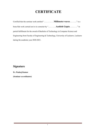 Seminar report on milimeter waves | PDF