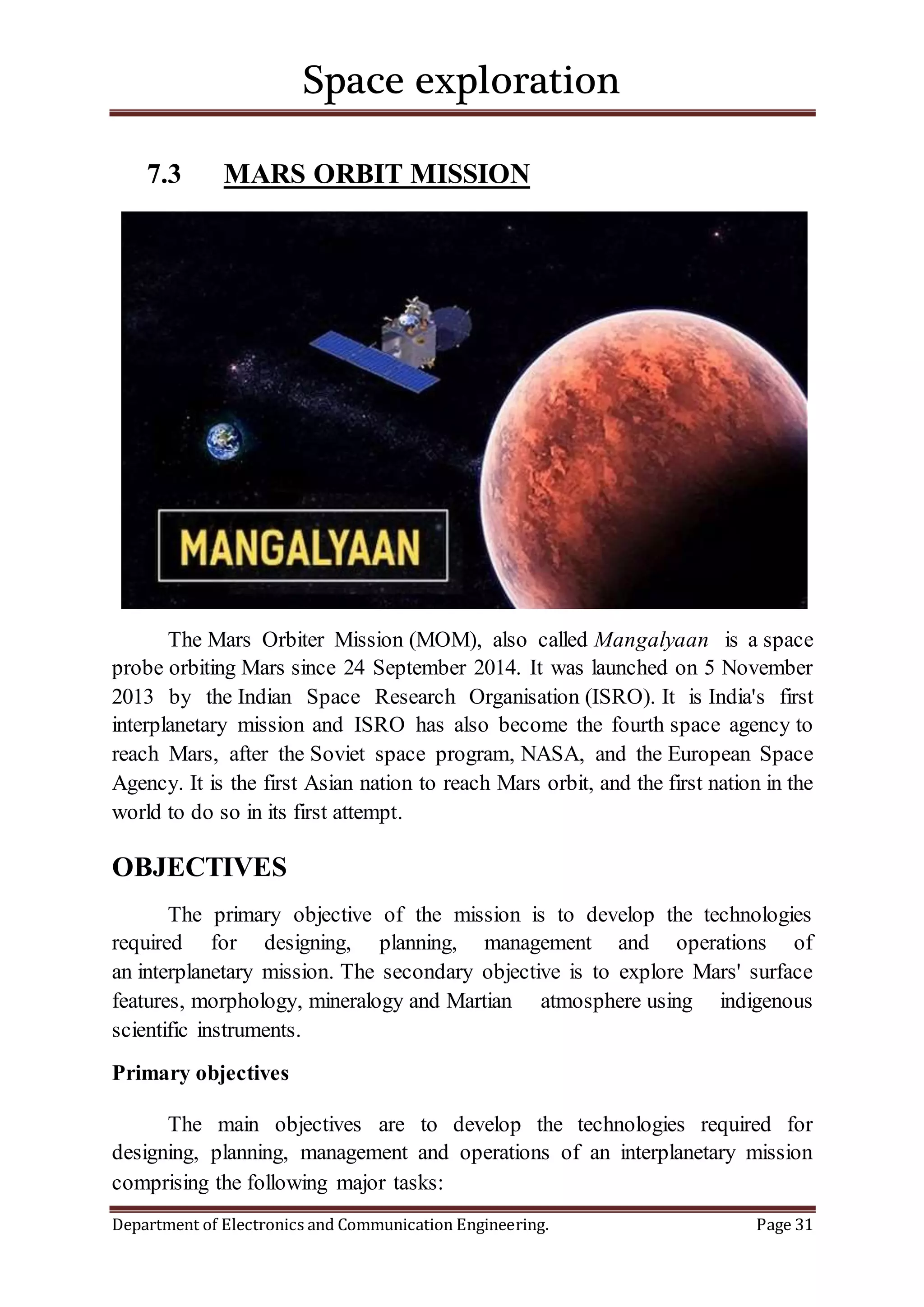 SEMINAR REPORT ON SPACE EXPLORATION. | DOCX