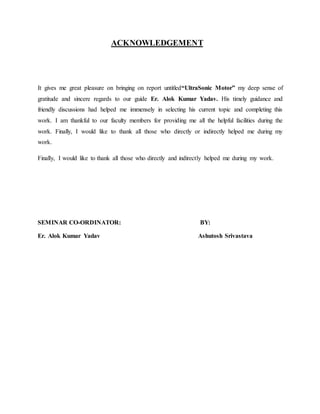 Seminar report on ultrasonic motor | DOCX