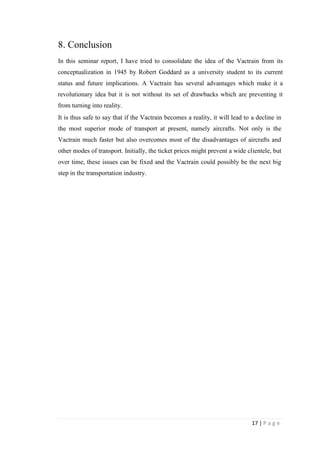 Seminar report on Vactrain | PDF