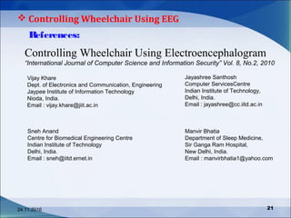 Controlling Wheelchair Using Electroencephalogram(EEG) | PPT