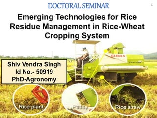 Emerging Technologies for Rice Residue Management in Rice-Wheat Cropping System | PPTX