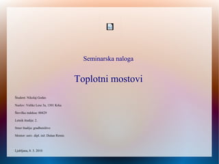 Seminarska naloga: Toplotni mostovi | ODP