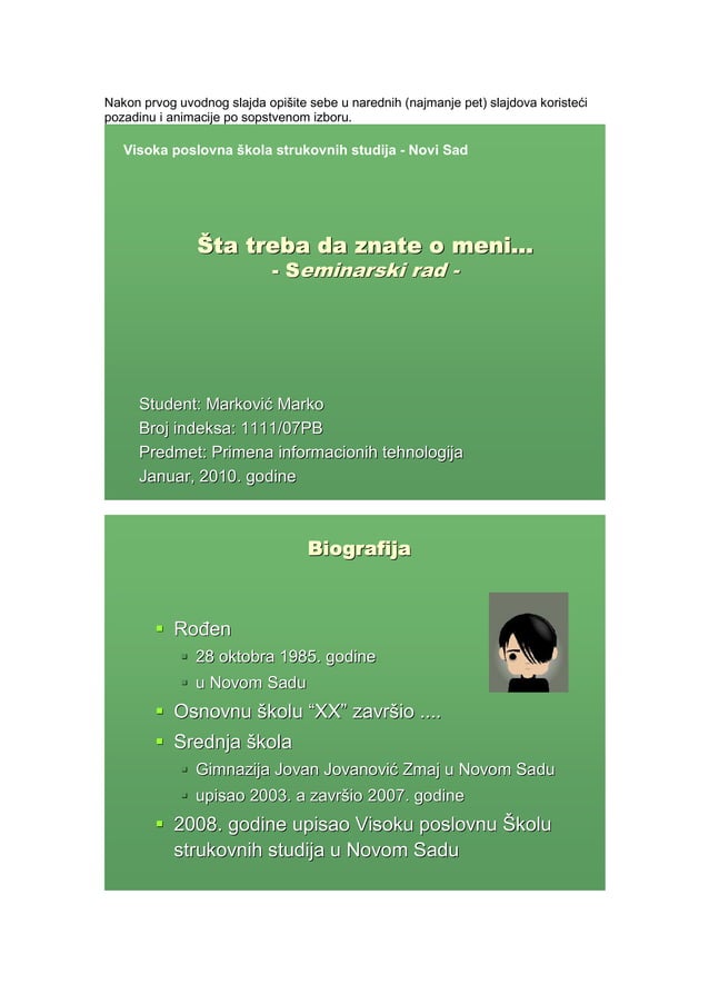 Seminarski-PIT-primer-PowerPoint. prezentacija radapdf | PDF