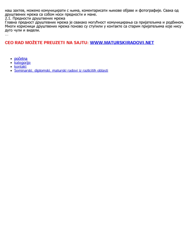 Seminarski diplomski drustvene mreze | PDF