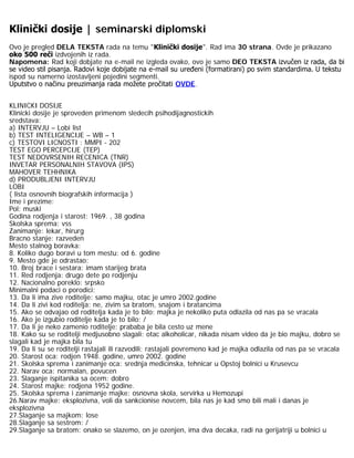 Seminarski diplomski klinicki dosije | PDF