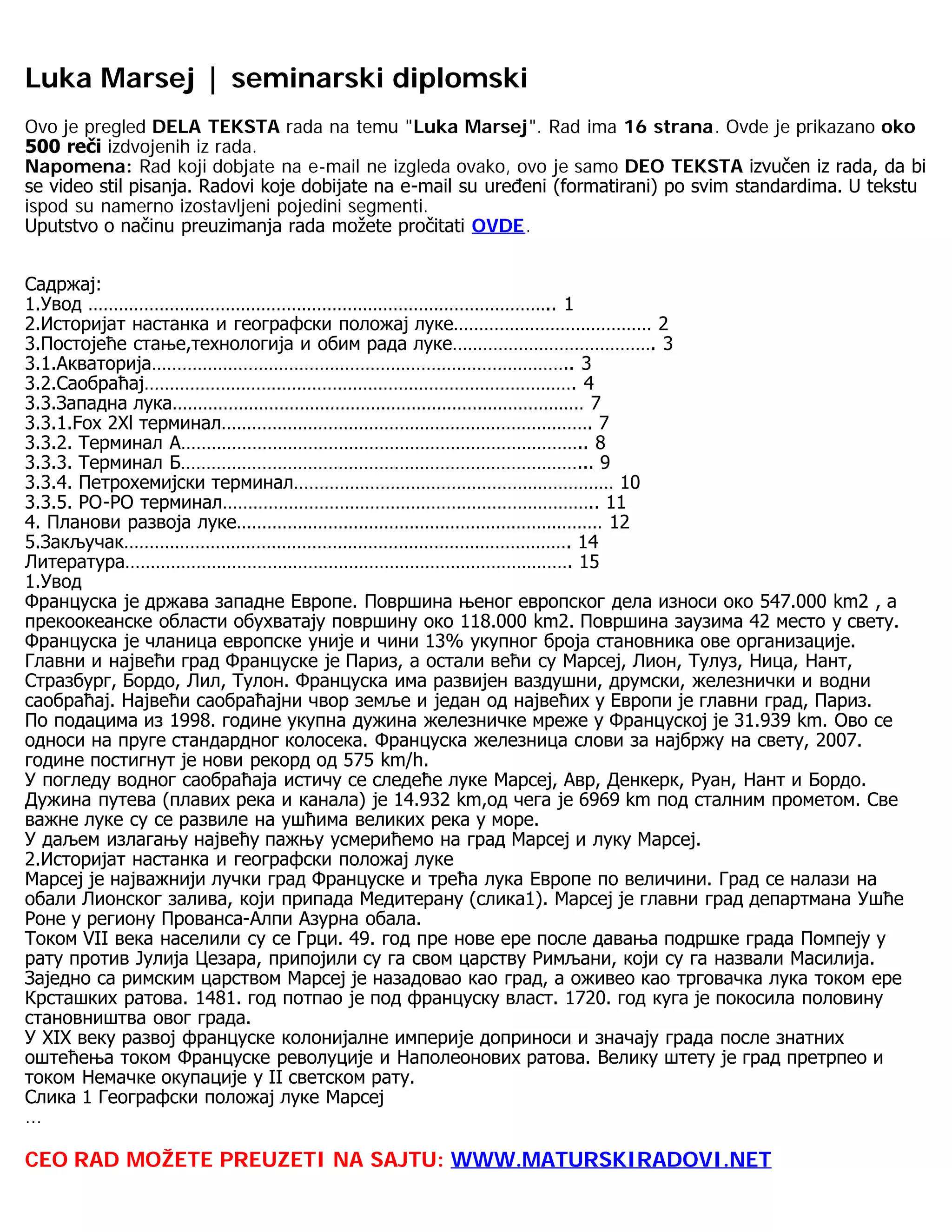 Seminarski diplomski luka marsej | PDF