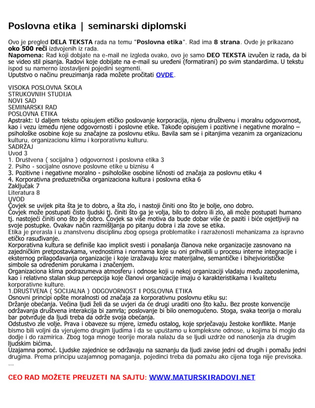 Seminarski diplomskiposlovna etika-521 | PDF