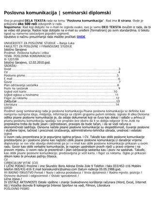 Seminarski diplomskiposlovna komunikacija-118 | PDF