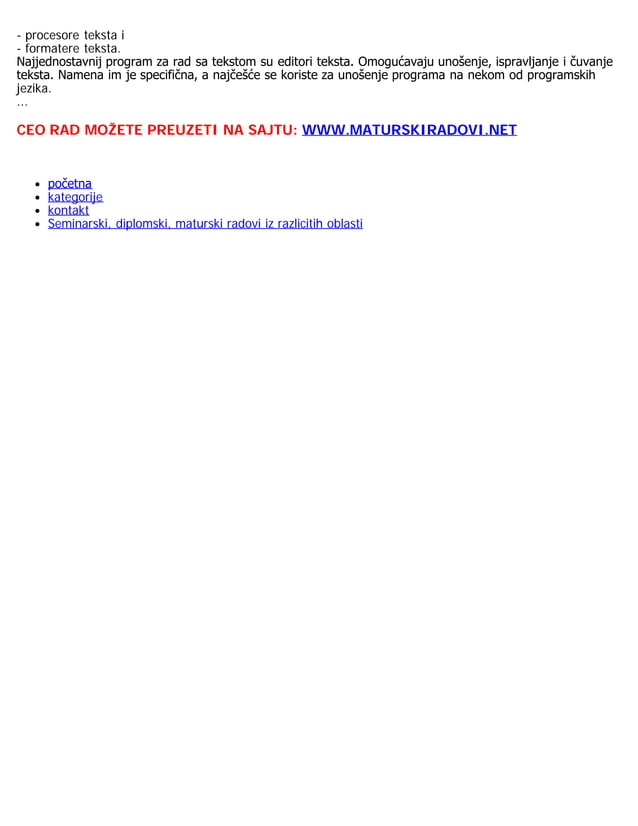 Seminarski diplomskiprocesori za-obradu-teksta | PDF