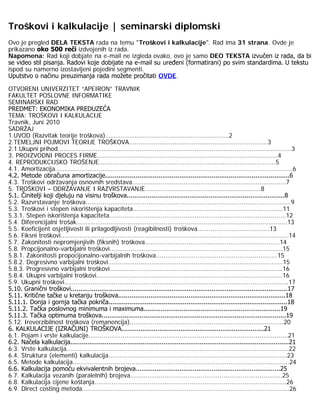 Seminarski diplomski troskovi i-kalkulacije-93 | PDF