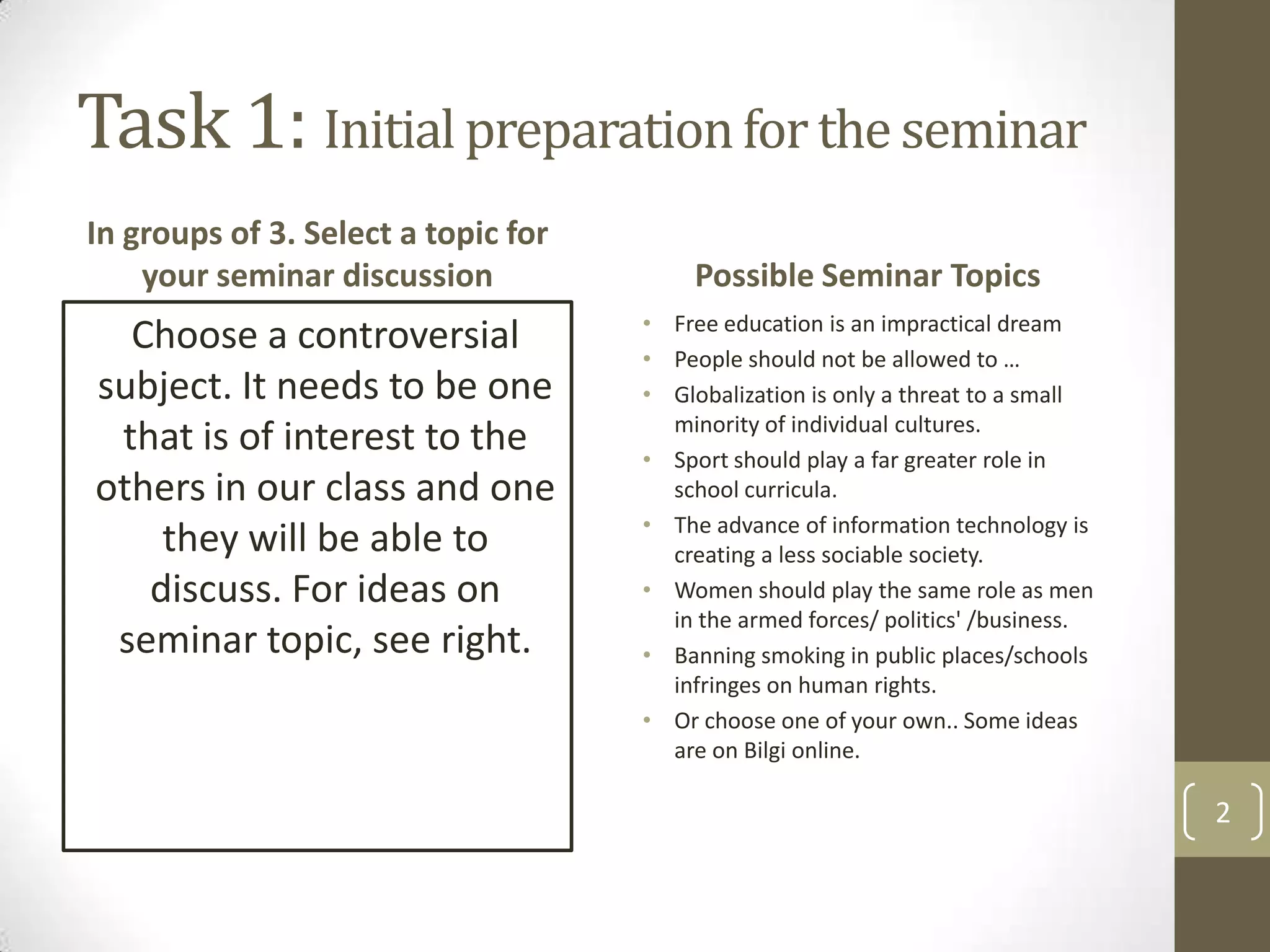 Seminar skills practice | PPTX