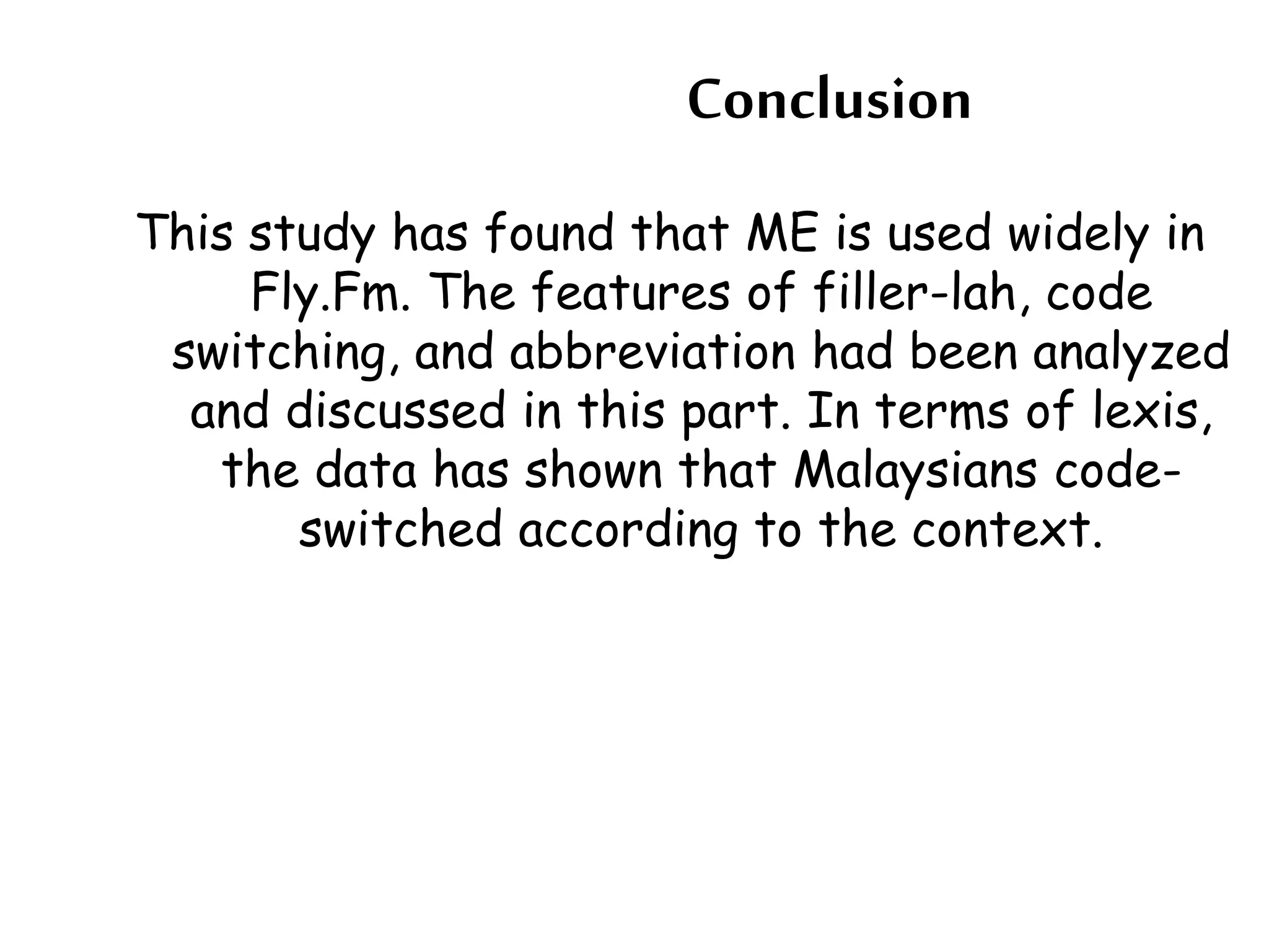 Slide Presentation on Features of Malaysian English Used in FLY.FM