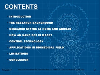 Micro/Nano-Robotics in Biomedical Applications and Its Progresses | PPT