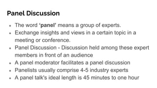 Seminars, Symposium, Conference, panel discussion and formal program.pptx