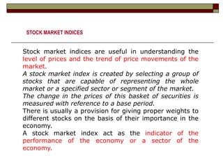 STOCK MARKET INDICES | PPTX