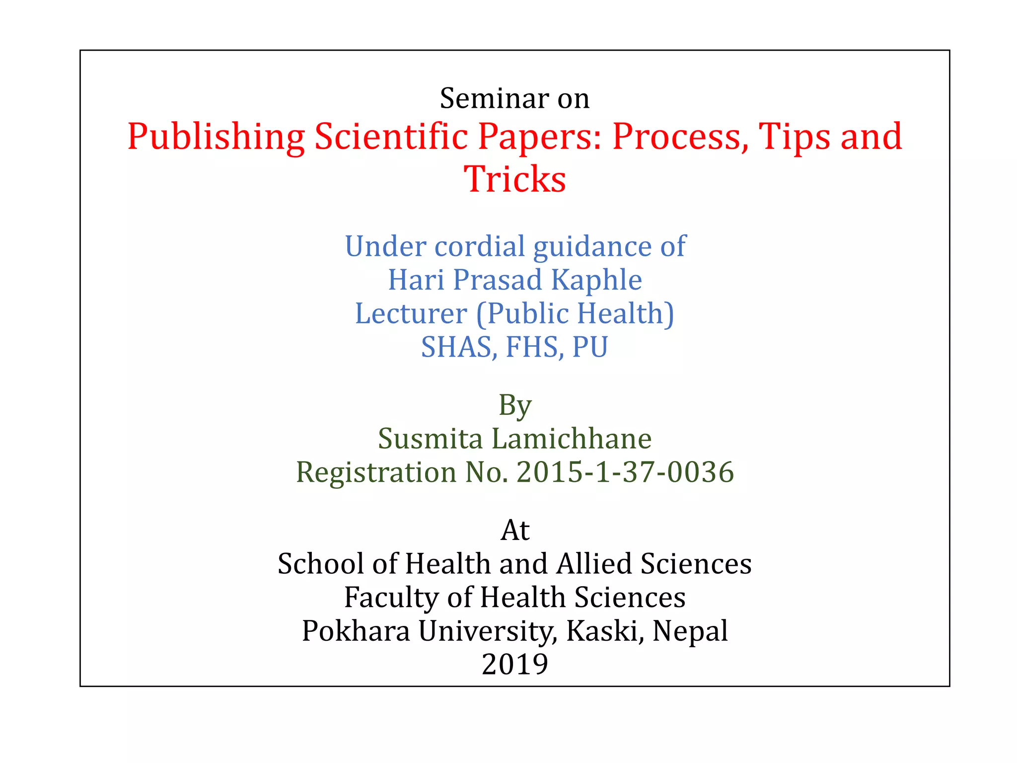 Publishing Scientific Papers | PPTX