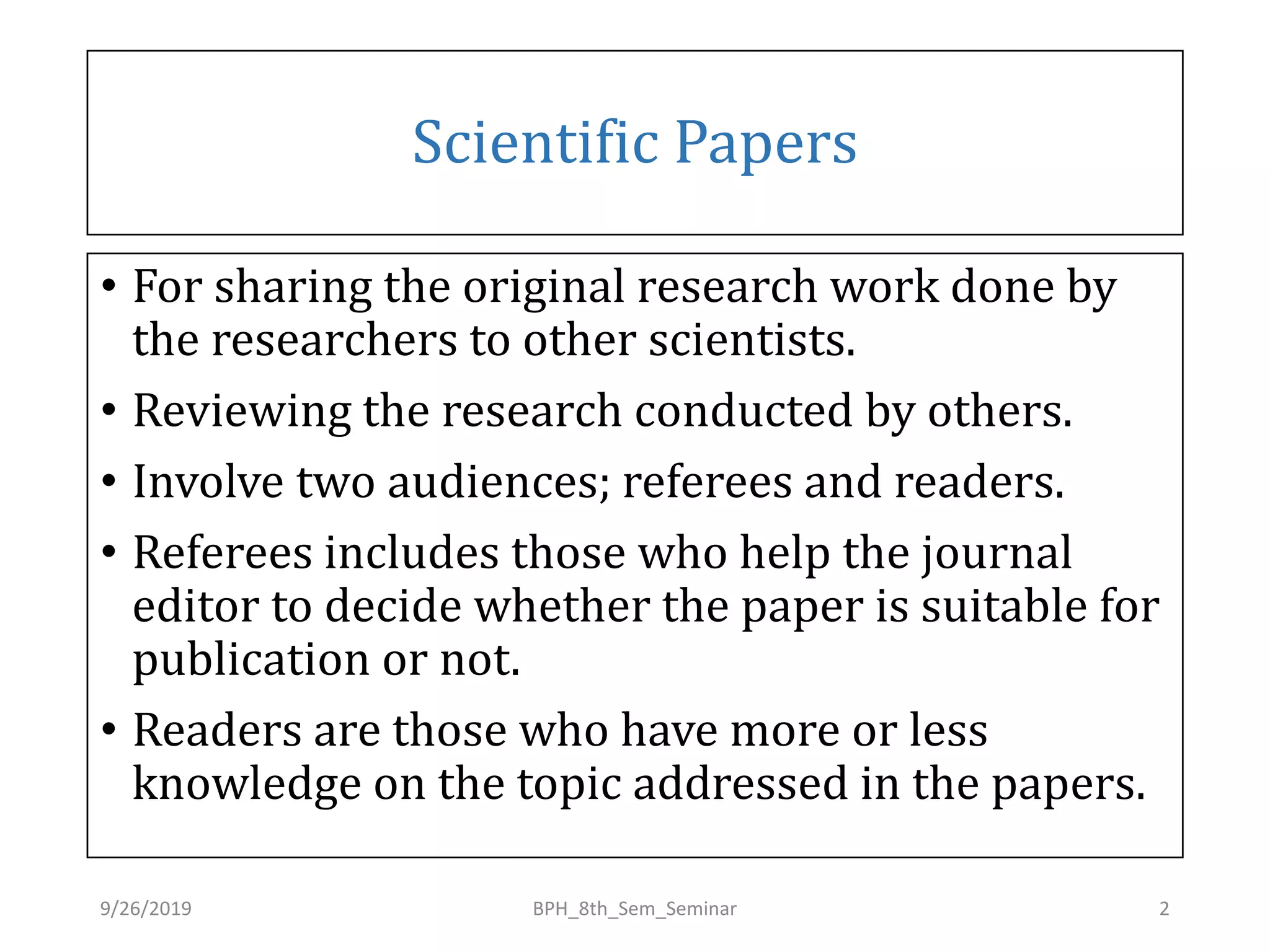Publishing Scientific Papers | PPTX