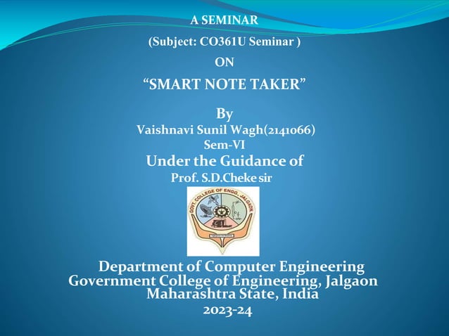 presentation on the topic of smart note taker | PPT