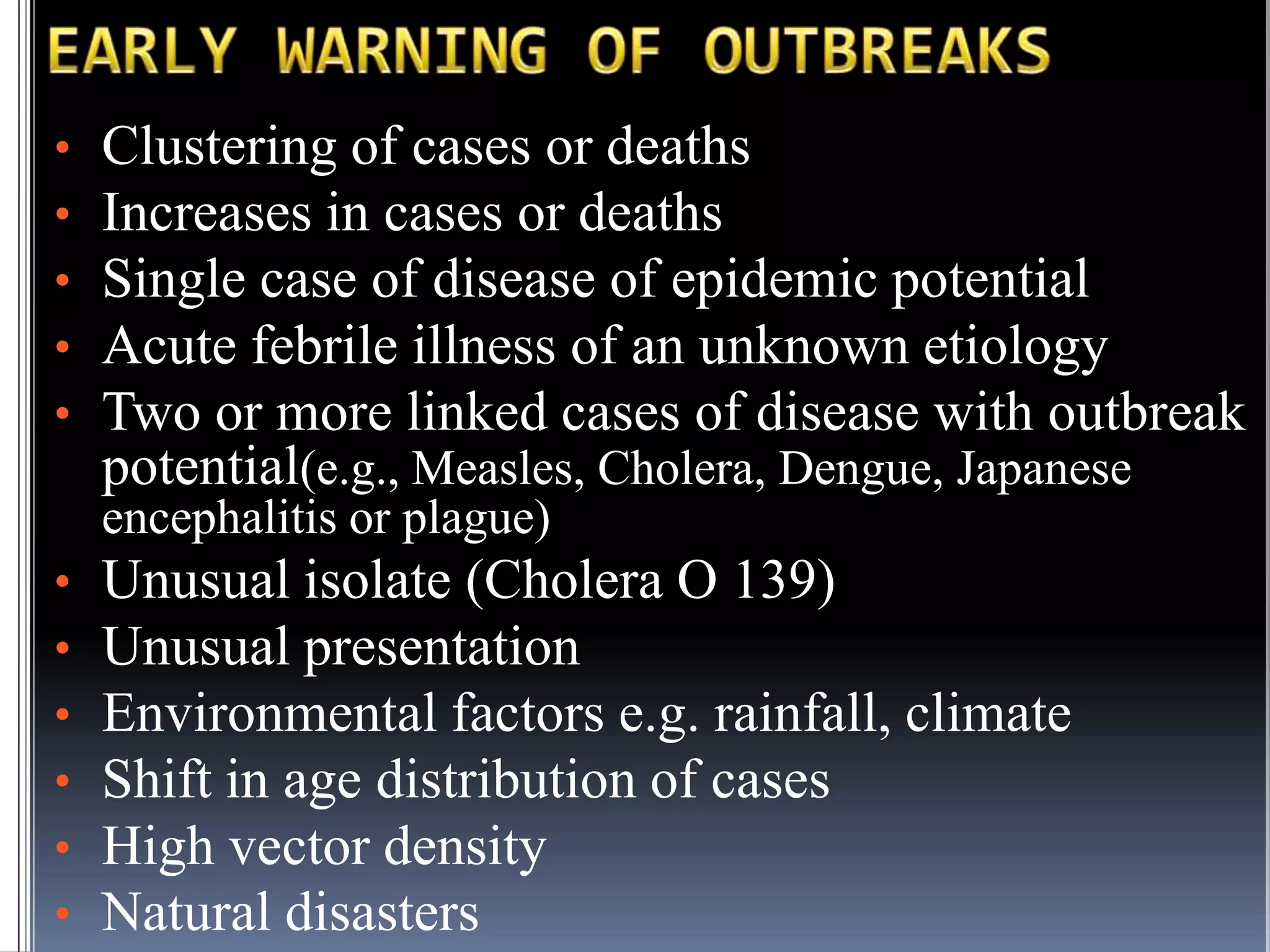 outbreak investigation - types of epidemics and investigating them | PPTX