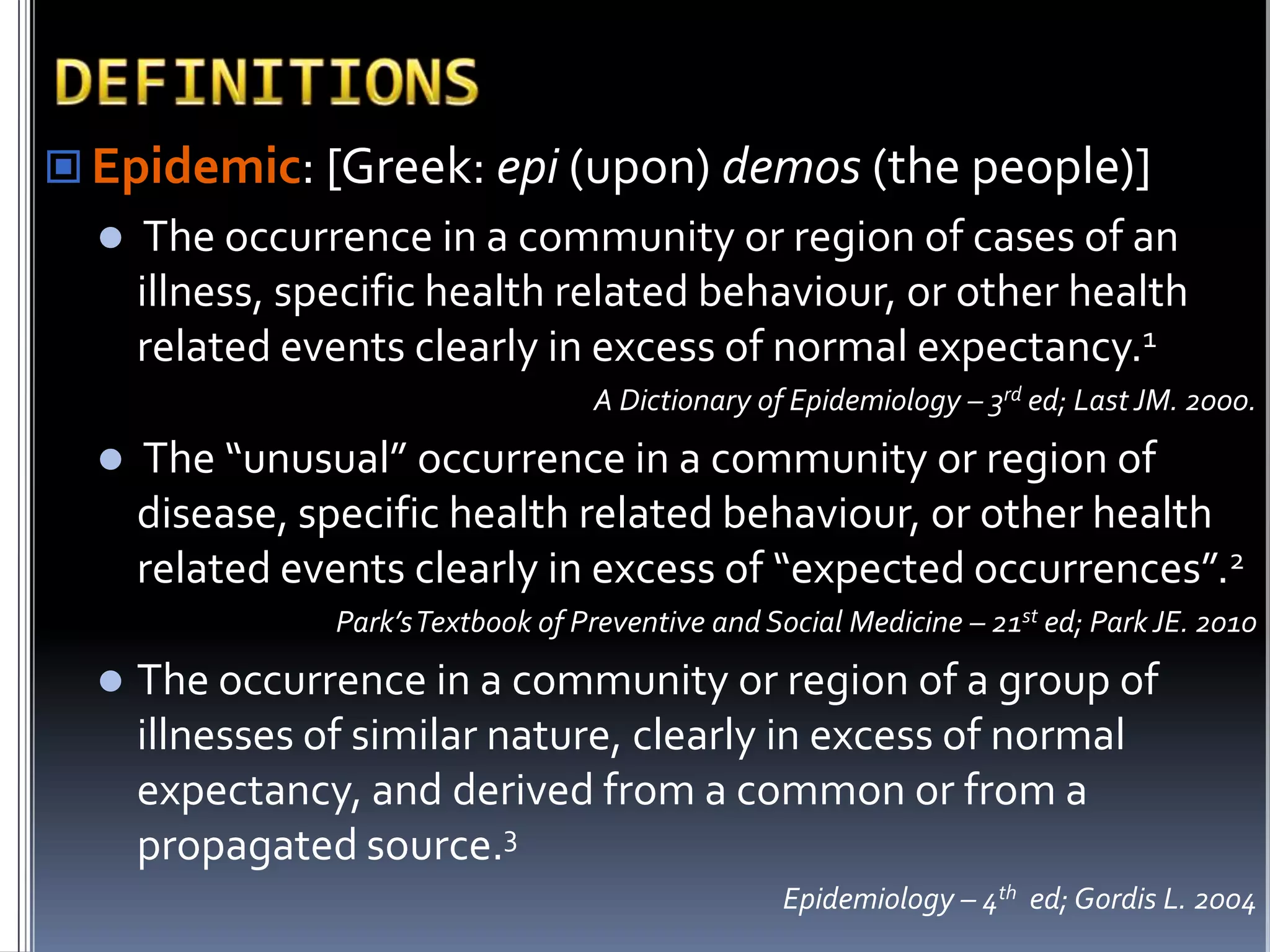 outbreak investigation - types of epidemics and investigating them | PPTX