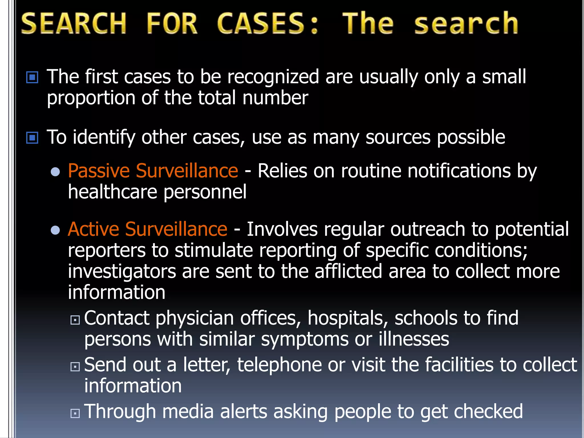 outbreak investigation - types of epidemics and investigating them | PPTX