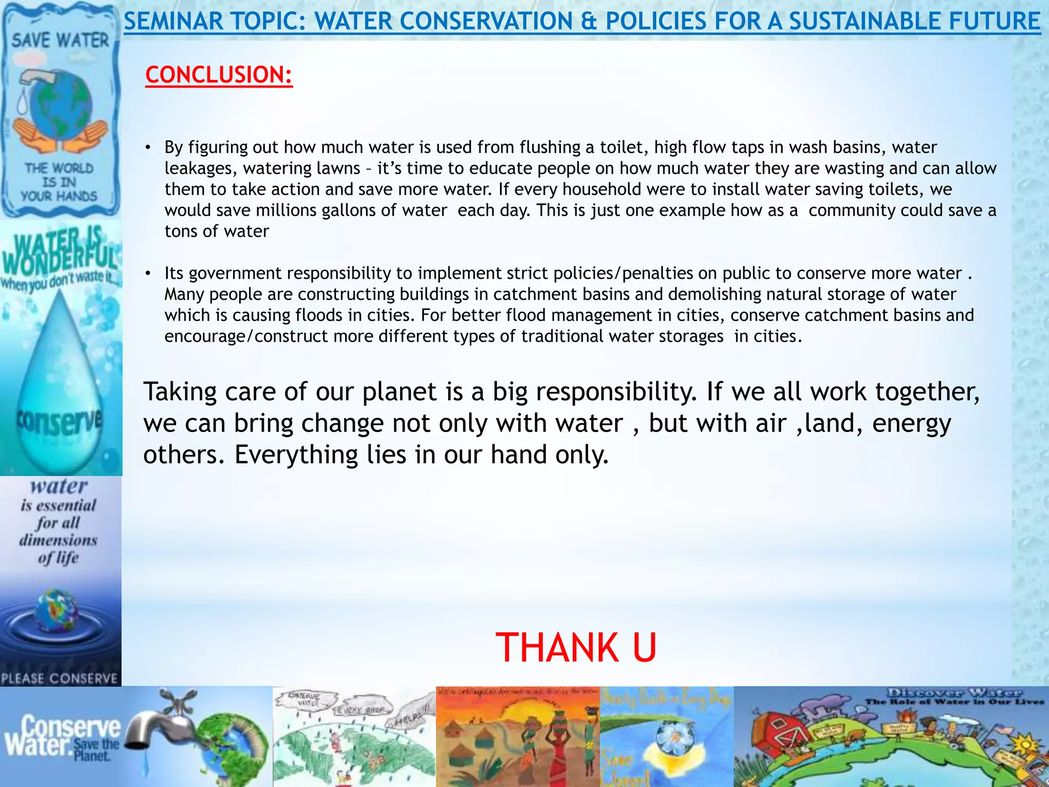 water conservation and policies for sustainable future | PPTX