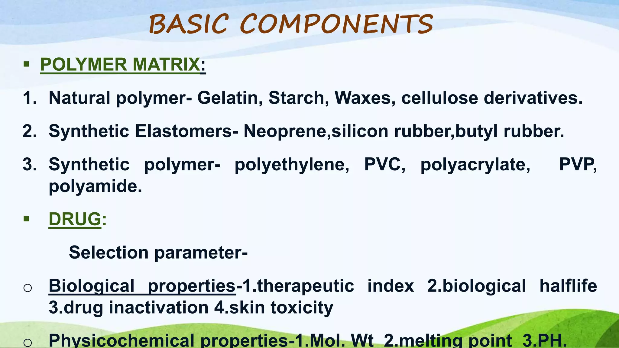 Transdermal drug delivery system | PPT