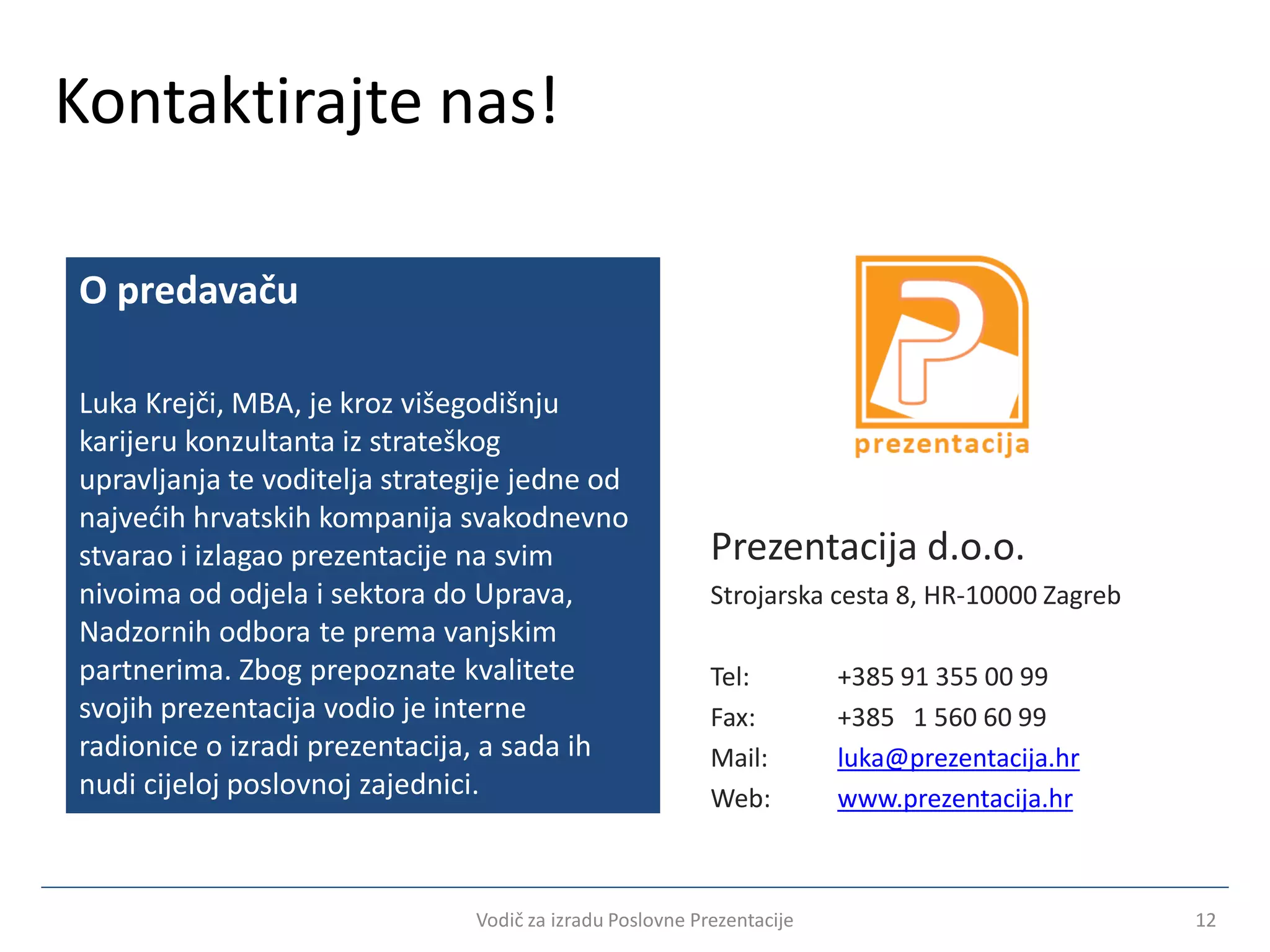 Seminar vodic za izradu poslovne prezentacije | PDF