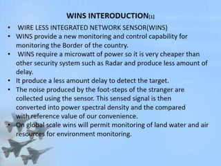 Border security using WINS | PPTX
