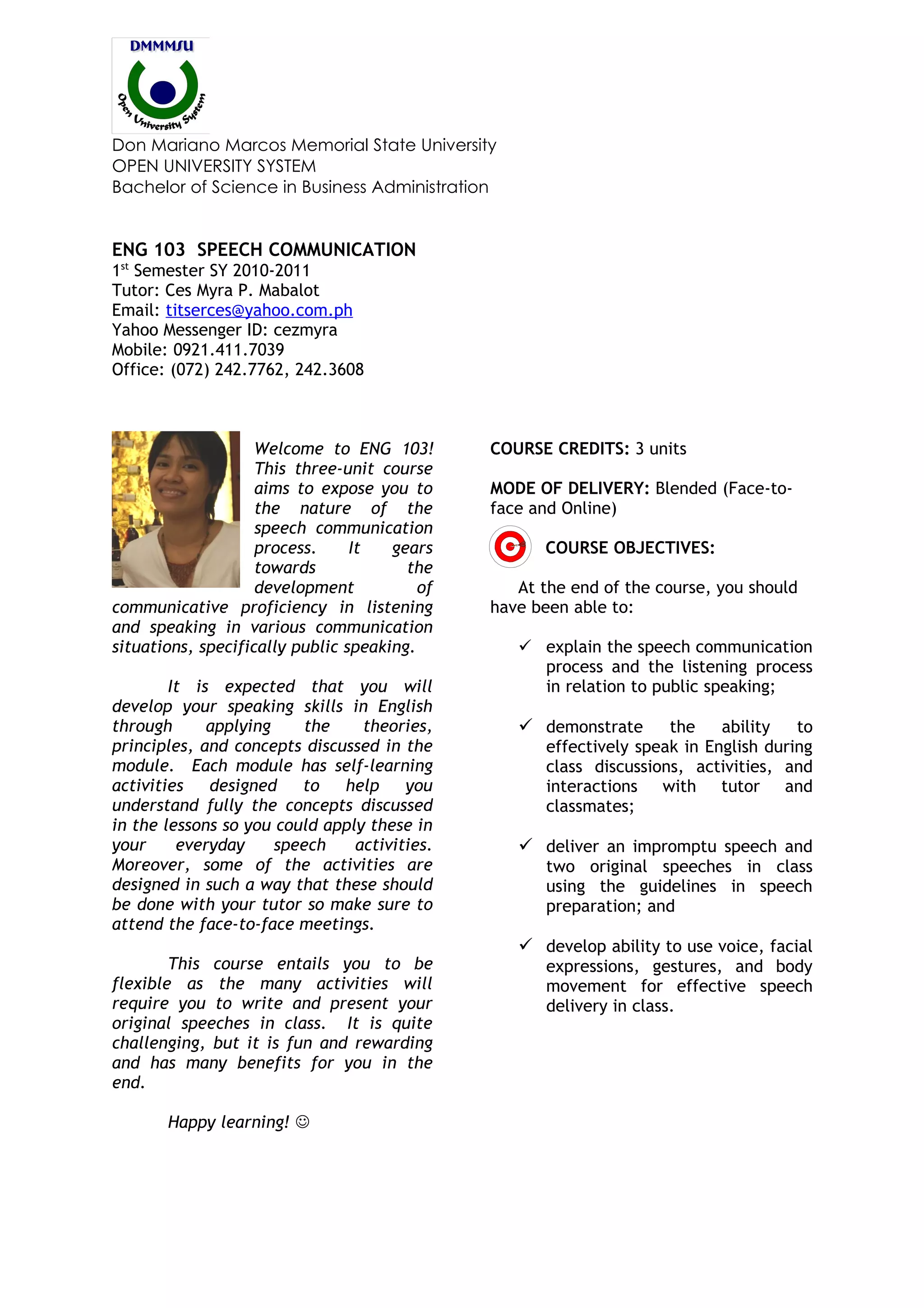 Seminar Workshop Course Guide For Eng 103 | PDF