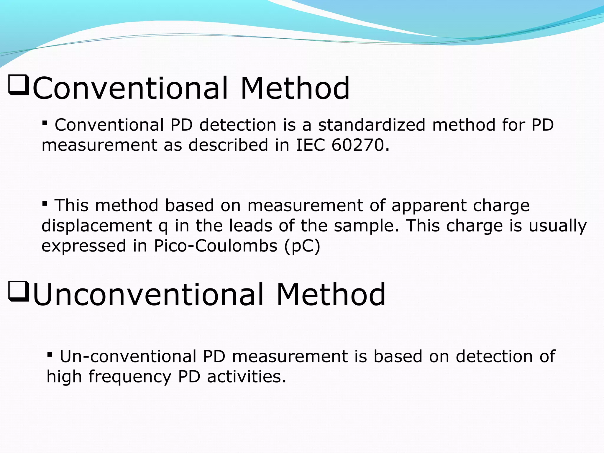 Seminar on Partial Discharge detection methods | PPT