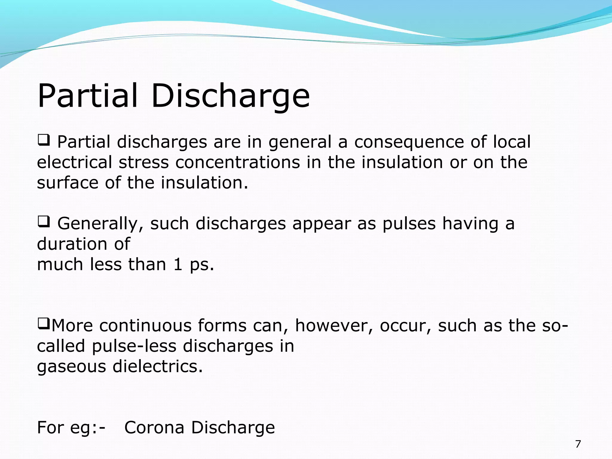 Seminar on Partial Discharge detection methods | PPT