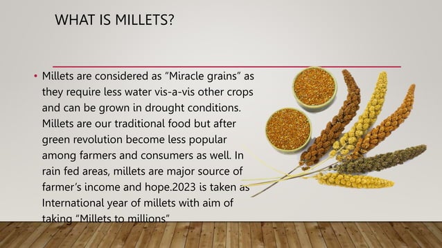 Millets , entire pptx about millets effeciently | PPTX