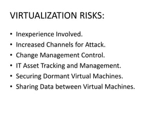 Virtualization security for the cloud computing technology | PPTX