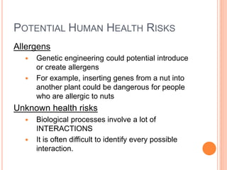 Genetically modified food crops and their contribution to human ...