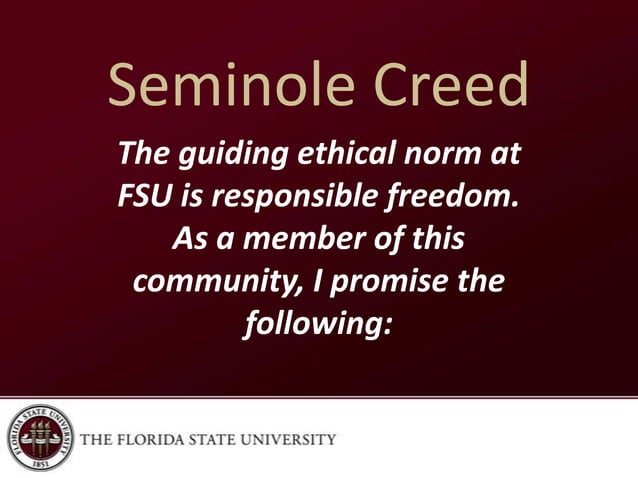 Seminole Creed | PPTX | Undergraduate Education | College Education