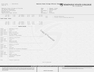 Seminole State College of Florida Transcript of Deepak (Danny) Singh ...