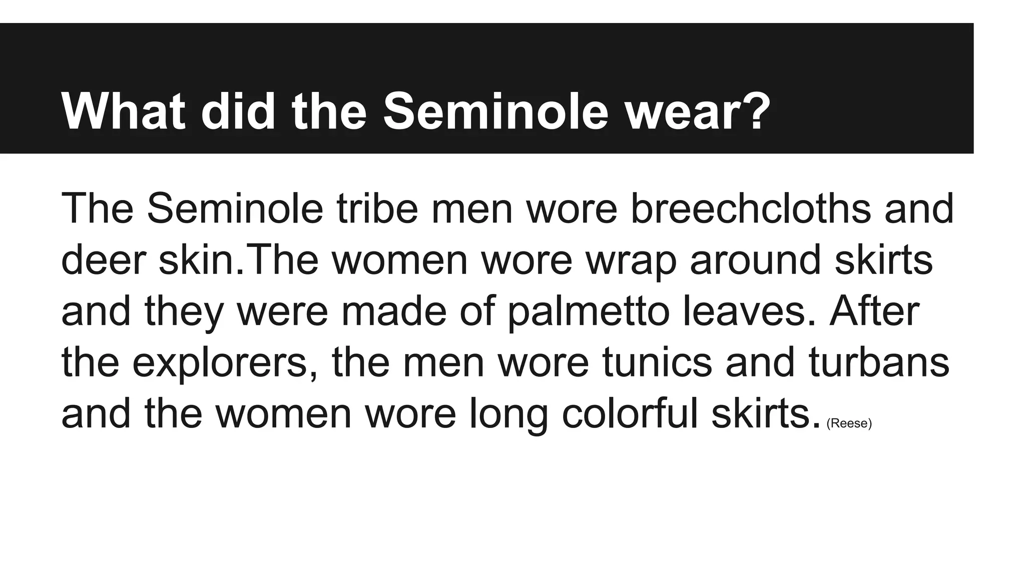 Seminole tribe by kamiah, reese, and ashwyn | PDF