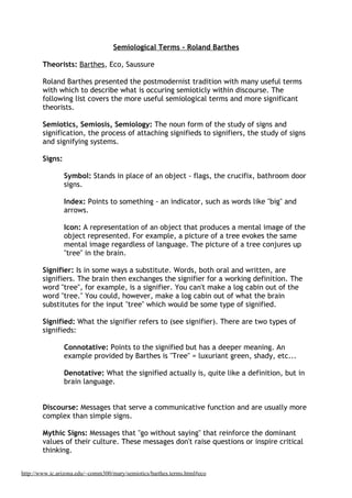Semiological Terms - AS COMMS | DOC