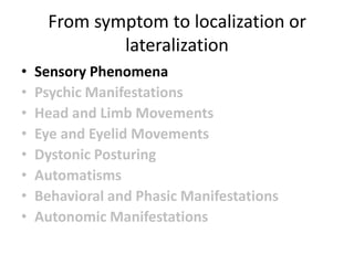 Semiology of seizures | PPTX