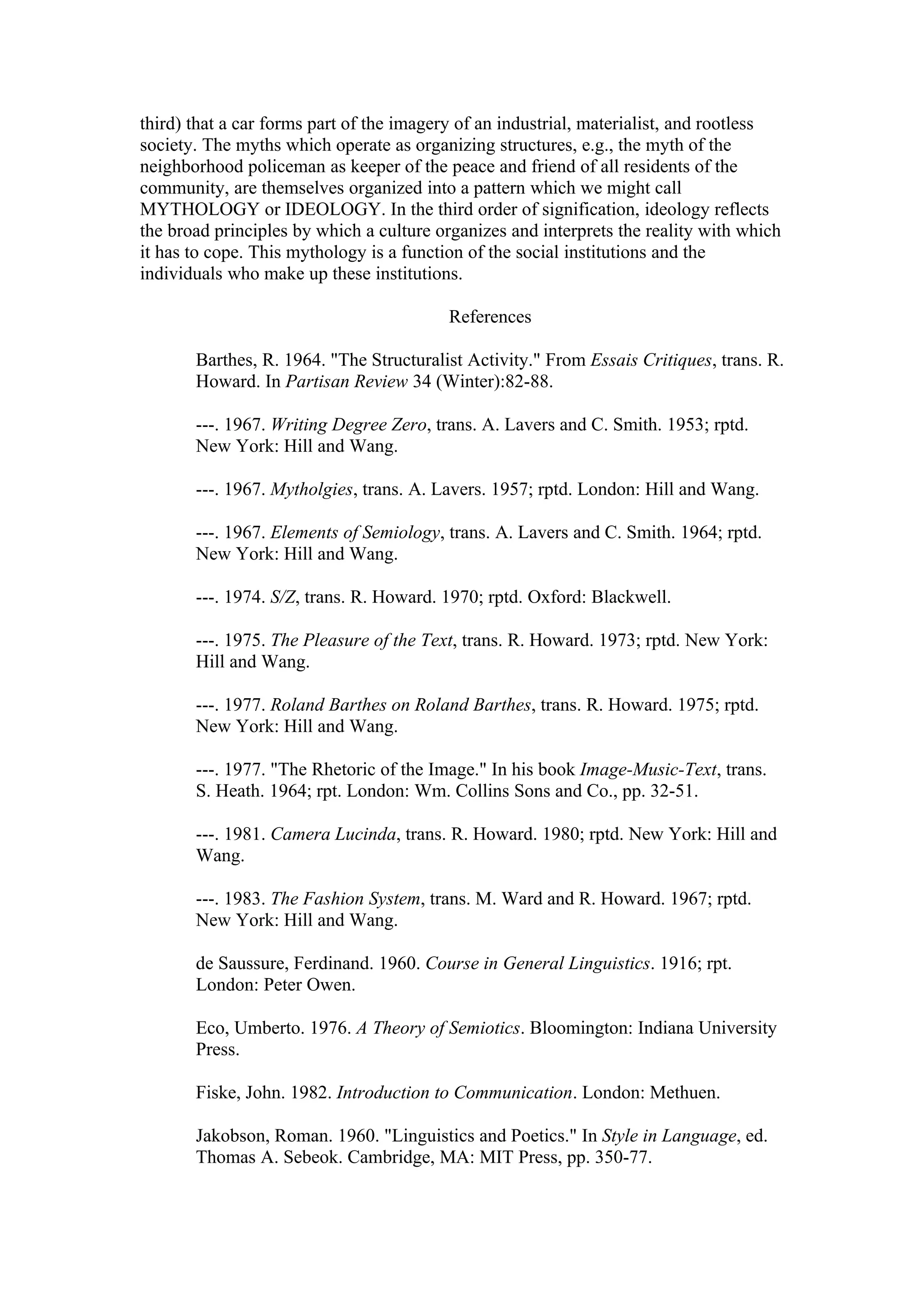 Semiology Reading - AS COMMS | PDF