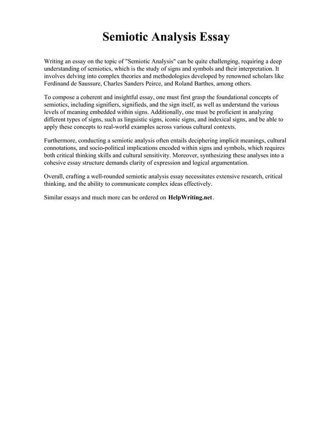 Semiotic Analysis Essay Pdf