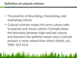 VISUAL SEMIOTICS AND CULTURAL CRITICISM | PPTX