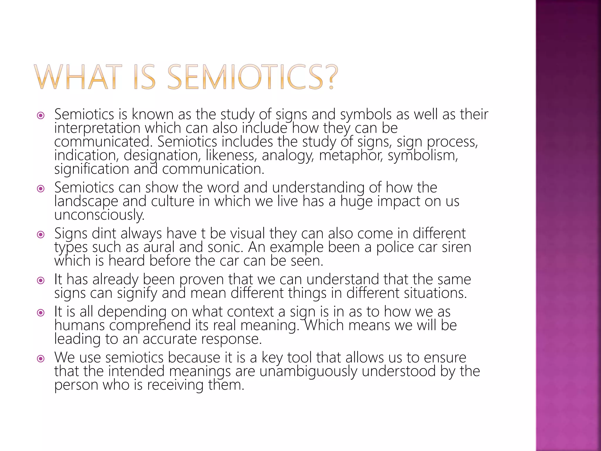 Semiotics powerpoint by annabelle parish | PPTX