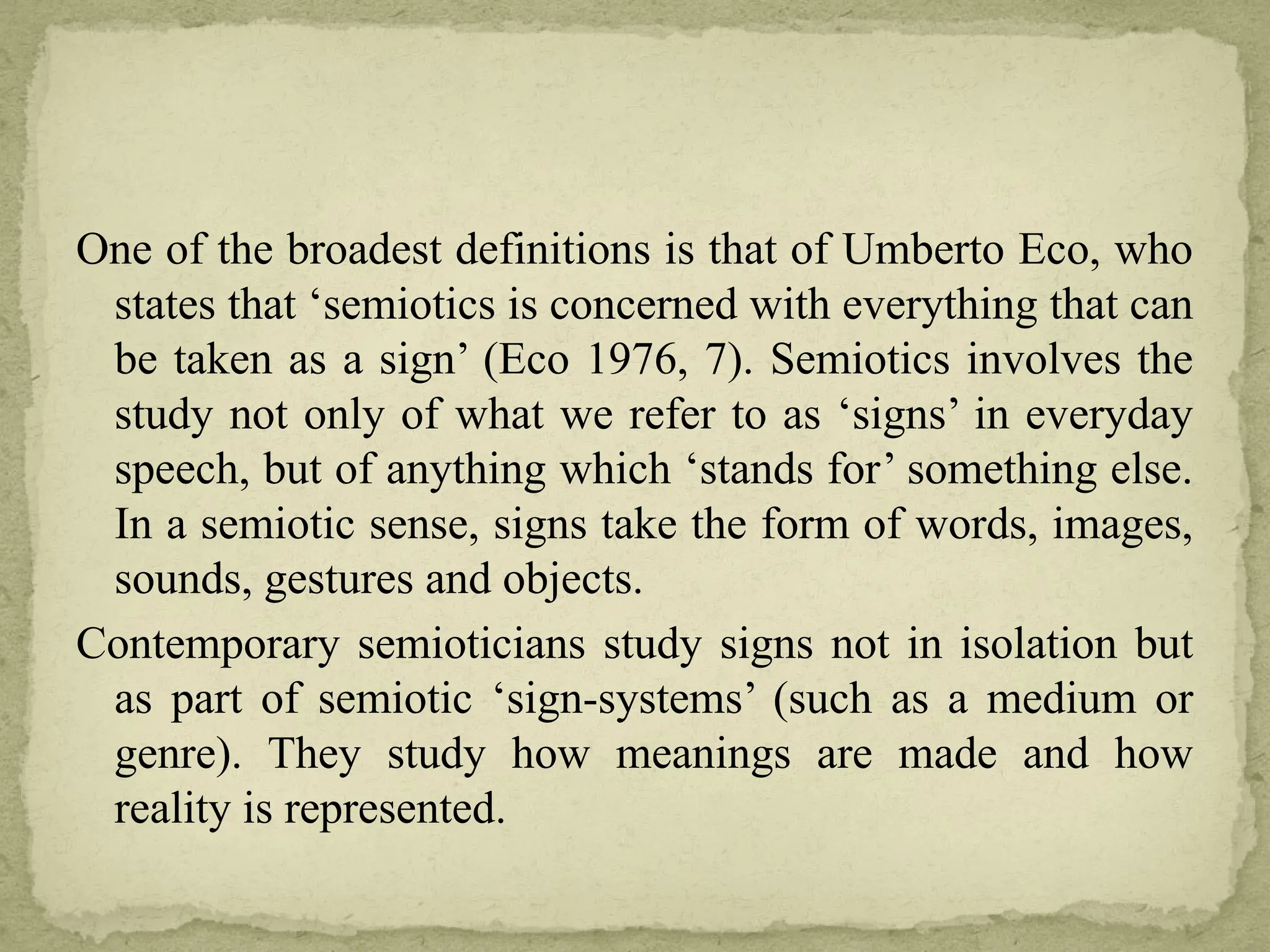 Semiotics and its characterstics based on Diel Chandler book | PPT