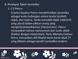 semiotika atau tanda sign menurut beberapa ahli | PPTX