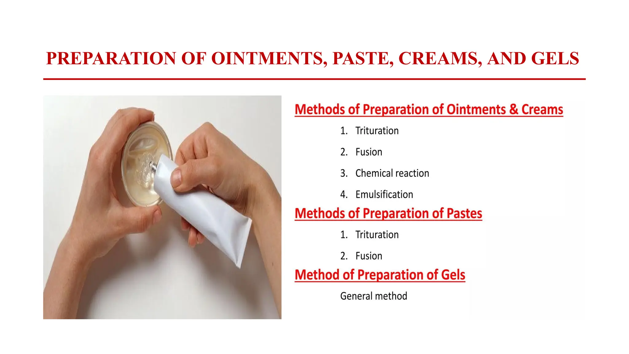 Sem-solid dosage form, mechanism, types, preparation of creams, gel ...